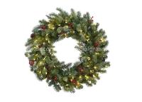 China 24'' PVC Plastic Artificial Flower Christmas Berry Wreath UV-Resistant for sale