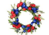 China 18 Inch PVC Plastic Faux Tulip Wreath For Front Door Wall Decoration​ for sale