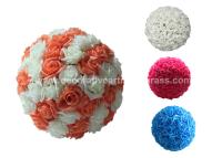 China 8'' Fake Flower Balls Silk Fabric Hanging Kissing Ball Flowers for sale