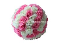China 8'' Fake Flower Balls Silk Fabric Hanging Kissing Ball Flowers for sale