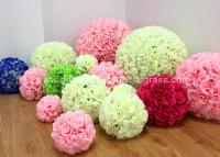 China Silk PE Artificial Flower Ball Faux Kissing Balls 100% Handmade for sale