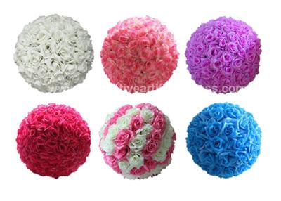 China Silk Plastic Artificial Kissing Ball Flower Arrangement 15'' 16'' 17'' for sale