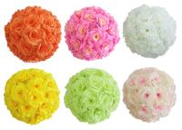 China Silk Plastic Artificial Kissing Ball Flowers Hanging Floral Balls 19'' 20'' 21'' for sale