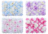 China Silk Plastic PE Wedding Artificial Rose Flower Wall Panel for sale