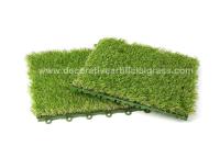 China Polypropylene Yarn Interlocking Fake Synthetic Grass Decor 30*30cm 50*50cm for sale