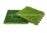 China Polypropylene Yarn Interlocking Fake Synthetic Grass Decor 30*30cm 50*50cm for sale