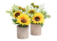 China Plastic PE Realistic Artificial Potted Floor Plants Sunflowers For Table Centerpieces for sale