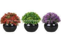 China Plastic PE Fake Potted Floor Plants Artificial Eucalyptus Grass 50*50cm for sale