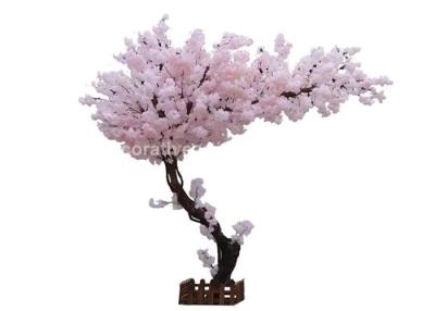 China Silk PE Plastic  Artificial Decoration Plants Pink Cherry Blossom Tree OEM ODM for sale