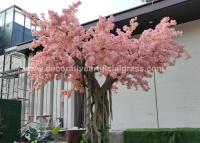 China Silk PE Plastic  Artificial Decoration Plants Pink Cherry Blossom Tree OEM ODM for sale
