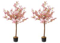 China Silk PE Plastic  Artificial Decoration Plants Pink Cherry Blossom Tree OEM ODM for sale