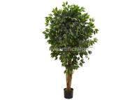 China 5 Feet Artificial Decoration Plants Evergreen Fake Silk Ficus Tree With Plastic Base for sale