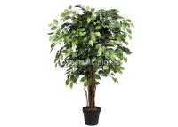 China 5 Feet Artificial Decoration Plants Evergreen Fake Silk Ficus Tree With Plastic Base for sale