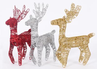 China Resin Metal Christmas Ornaments Hollow Deer Iron Animal Figurines 15*25cm for sale