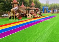 China 14000D Colored Artificia Synthetic Grass Lawn 30mm For Kindergarten Rainbow for sale