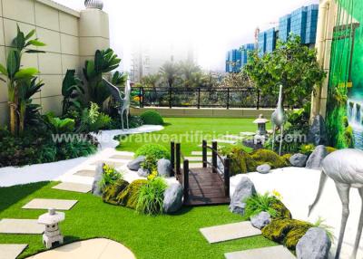 China PE Realistic Green Decorative Fake Grass Lawn 40mm For Landscaping 45m / Roll for sale