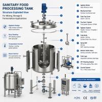 China SS316L Sanitary Mixing Tank with Agitator for Food Beverage Processing/SS316L Sanitary Fermentation Tank for Food and Beverage Production for sale
