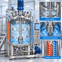 China 1000L Vacuum Emulsifying Mixing System with Homogenizer and Heating Cooling Jacket for sale