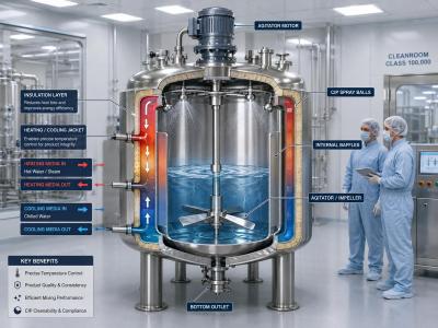 China 2000L Jacketed Liquid Mixing System with Heating and Cooling Temperature Control for sale
