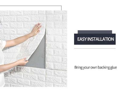 China White PE Wall Panels 70x77cm 3D Foam Wall Stickers in 3mm-8mm Thickness for Home and Commercial Decoration for sale