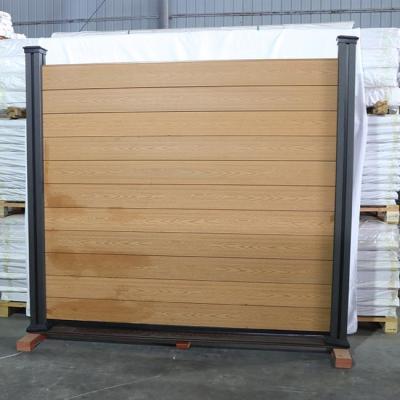 China Easy Installation WPC Fence Panels 1.8x2.0m Composite Wood Privacy Garden Fence with Aluminum Posts for sale