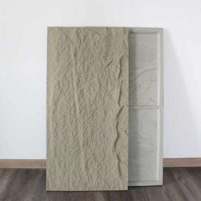 China Dark Grey PU Cultural Stone Panel 1200x600x50mm Fireproof Waterproof Mushroom Stone Wall Decor for sale