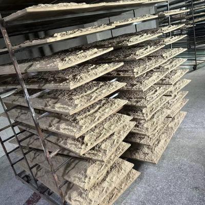 China Dark Grey PU Polyurethane Faux Mushroom Stone Wall Panel 1200x600mm Lightweight Waterproof for sale