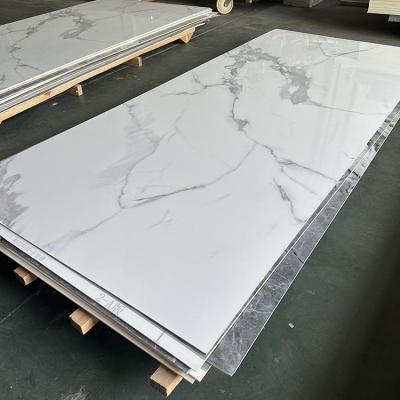 China High Glossy Marble Texture WPC Wall Panel 1220x2440mm 5mm Thickness with UV Coating for sale