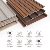 China Modern Wood Grain Fluted Design WPC Wall Panel Waterproof Indoor Wall Cladding for Living Room and Bedroom for sale