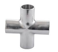 China Round Head Code Equal Sanitary Stainless Steel 304 316L Welded 4 Way Cross Pipe Fittings for sale