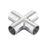 China Round Head Code Equal Sanitary Stainless Steel 304 316L Welded 4 Way Cross Pipe Fittings for sale