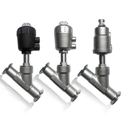 China Tri-Clamp Ends Pneumatic Actuator Angle Seat Valve with Stainless Steel 304 Cylinder for sale