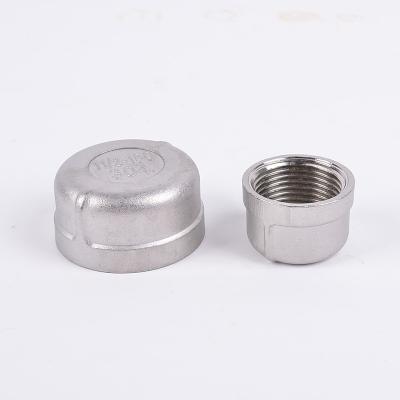 China Casting Stainless Steel 201 304 Plumbing Blinds Threaded Round Tube Fitting Caps Pipe Fitting Dome End for Male Cap for sale