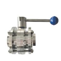 China Sanitary Stainless Steel 304 316L Manual Three-Piece Welded Flange Wafer Butterfly Valve for sale