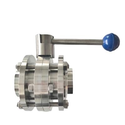 China Sanitary Stainless Steel 304 316L Manual Three-Piece Welded Flange Wafer Butterfly Valve for sale