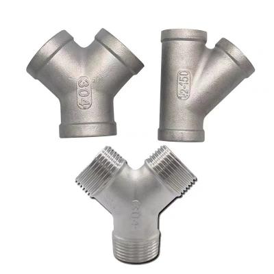 China Casting WZ Stainless steel 201 304 316 Y-shaped internal thread tee fitting joint NPT BSP for sale