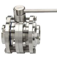 China Heavy-Duty Manual Sanitary 304 316L Stainless Steel 3 Piece Flange Clamp Butterfly Valve for sale