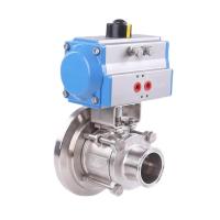 China 304 316 Stainless Steel Hygienic Weld Clamp Flange Thread Ball Valve with Pneumatic Actuator for sale