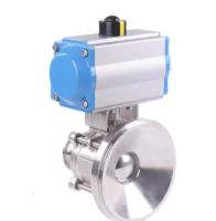 China 304 316 Stainless Steel Hygienic Weld Clamp Flange Thread Ball Valve with Pneumatic Actuator for sale