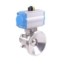 China 304 316 Stainless Steel Hygienic Weld Clamp Flange Thread Ball Valve with Pneumatic Actuator for sale