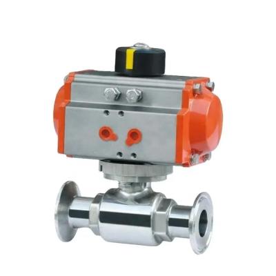 China Stainless Steel 304 Tri Clamp Connection Sanitary Food Safe Pneumatic Actuator Ball Valve for sale