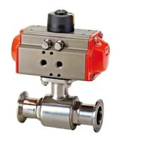 China Stainless Steel 304 Tri Clamp Connection Sanitary Food Safe Pneumatic Actuator Ball Valve for sale