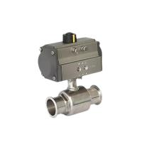 China Stainless Steel 304 Tri Clamp Connection Sanitary Food Safe Pneumatic Actuator Ball Valve for sale
