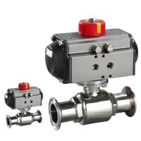 China Stainless Steel 304 Tri Clamp Connection Sanitary Food Safe Pneumatic Actuator Ball Valve for sale