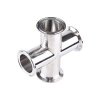 China Custom ISO Sanitary Stainless Steel 304 316 4 Way Pipe Fitting Welding Clamped Cross for sale