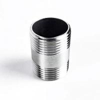 China Thread Connection Sanitary 201 304 Stainless Steel Double Round Thread Pipe Nipple for sale