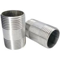 China Thread Connection Sanitary 201 304 Stainless Steel Double Round Thread Pipe Nipple for sale