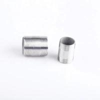 China Thread Connection Sanitary 201 304 Stainless Steel Double Round Thread Pipe Nipple for sale