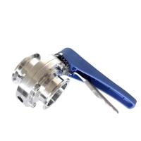 China Sanitary Stainless Steel Blue Trigger Handle Clamp Butterfly Valve with ODM Support for sale
