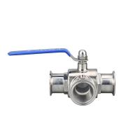 China WZ 3 way ball valve for medical tanks DIN 3A SMS Equal Stainless steel 304 316 316l for sale